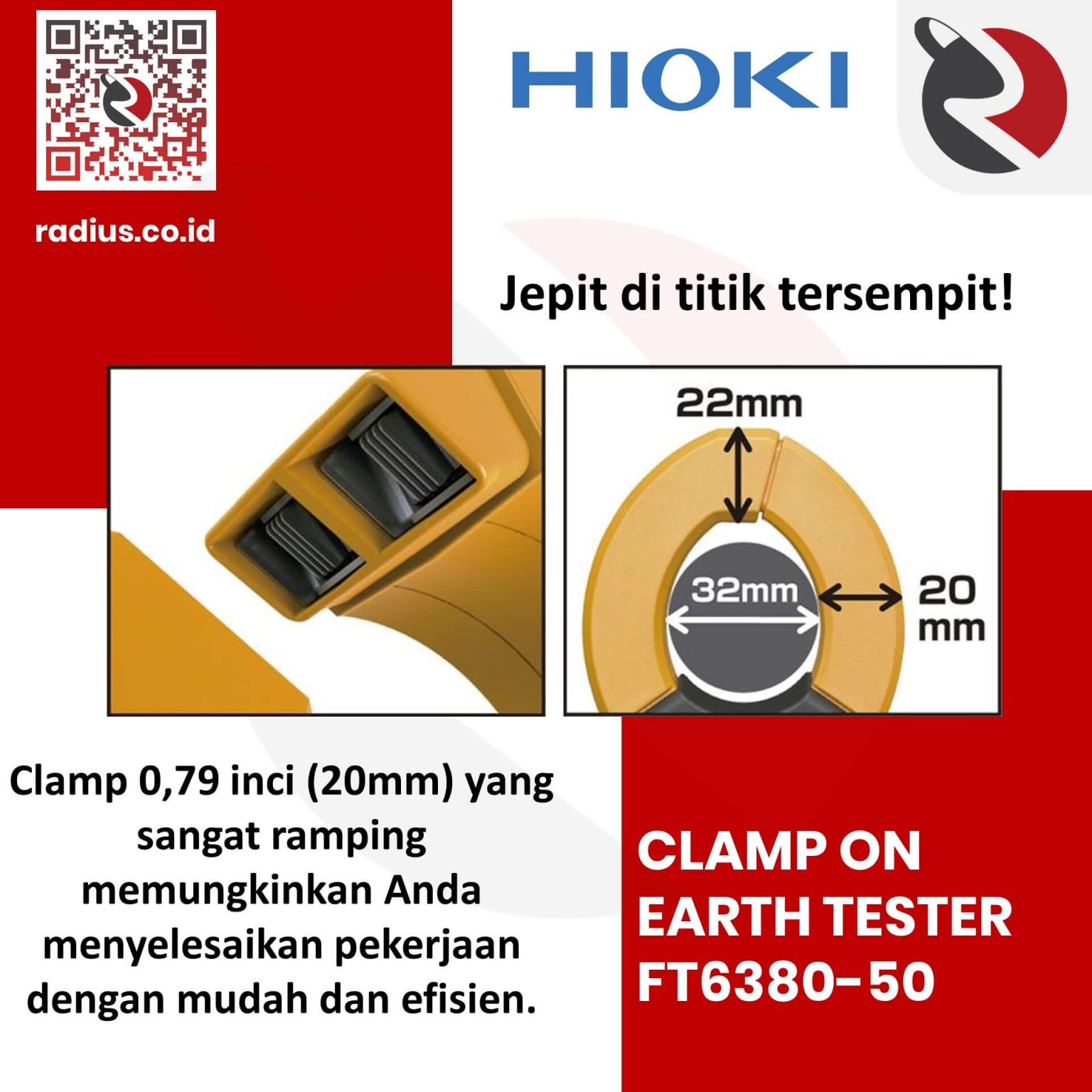 Hioki FT6380-50 Clamp On Earth Tester | PT. Radius Allkindo Electric